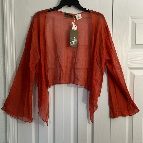 Yes World Boutique | Sweaters | Nwt Orange Mesh Cardigan Xl | Poshmark